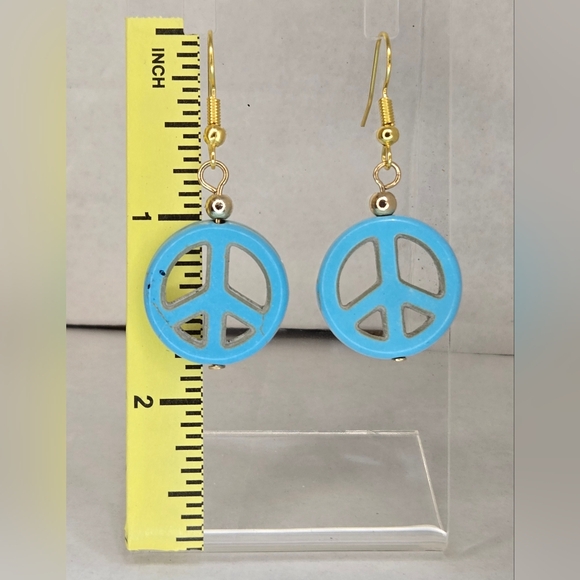 Hand Crafted | Jewelry | Hand Crafted Blue Peace Sign Earrings | Poshmark